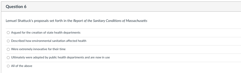 Solved Lemuel Shattuck's proposals set forth in the Report | Chegg.com