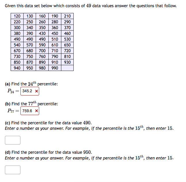 Solved Given this data set below which consists of 49 data | Chegg.com