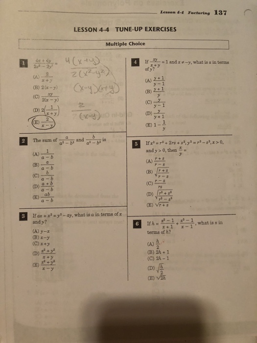 Solved Lesson 4-4 Factoring 137 LESSON 4-4 TUNE-UP EXERCISES | Chegg.com Solved Lesson 4-4 Factoring 137 LESSON 4-4 TUNE-UP EXERCISES | Chegg.com