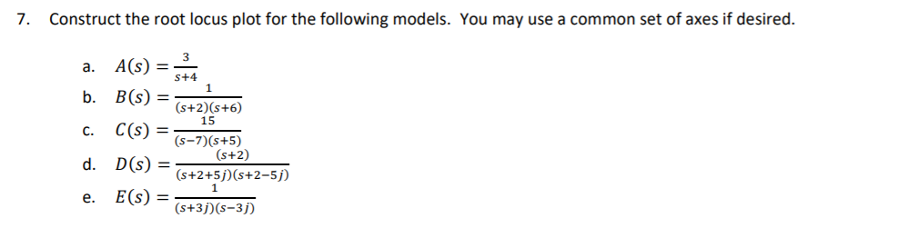 7 Construct The Root Locus Plot For The Following