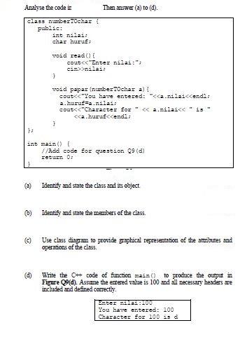 Solved Analyse the code ir Then answer (a) to (d). class | Chegg.com