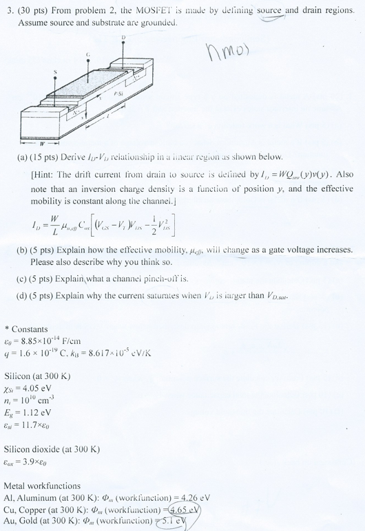 Solved 3. (30 pts) From problem 2, the MOSFEl' is made by | Chegg.com Solved 3. (30 pts) From problem 2, the MOSFEl' is made by | Chegg.com