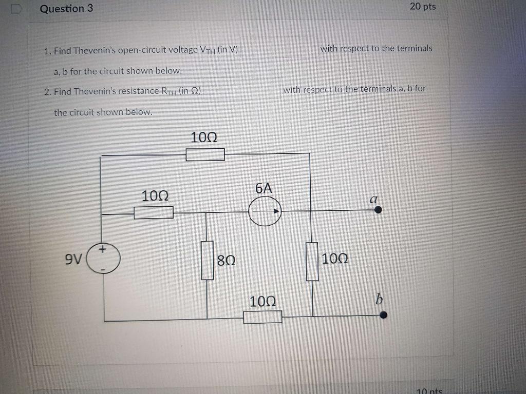 Solved 1. Find Thevenin's open-circuit voltage VTH (in V ) | Chegg.com