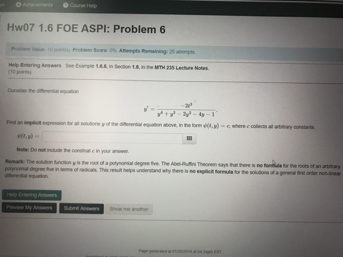 Solved Achievements Course Heip Hw07 1.6 FOE ASPI: Problem 6 | Chegg.com