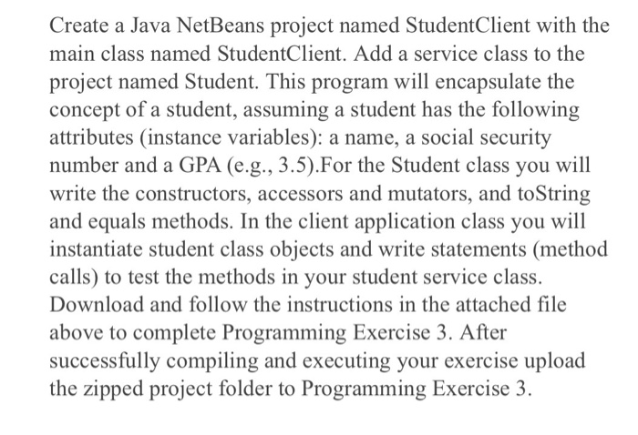 Solved Create a Java NetBeans project. Read the instructions | Chegg.com