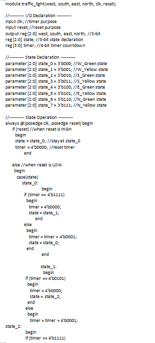 Solved begin timer = 4 'boooo; state = state_3; end else | Chegg.com