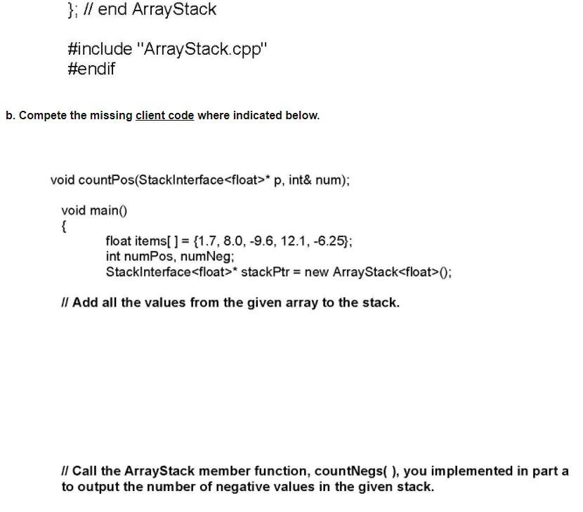 Solved The following is the class definition for an array | Chegg.com