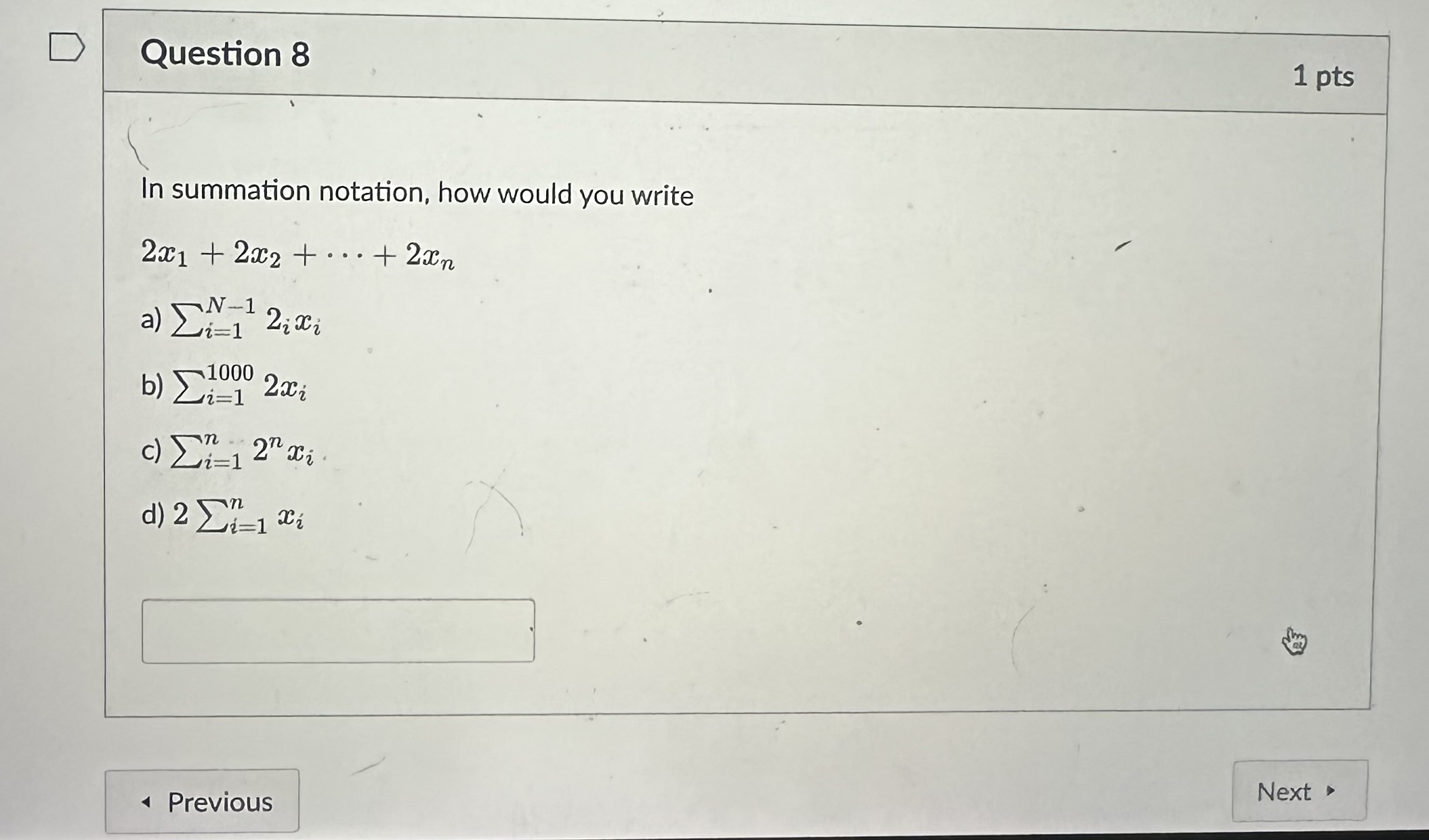 Solved In summation notation, how would you write | Chegg.com