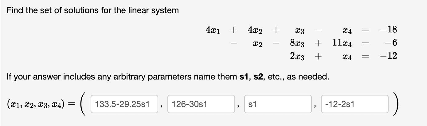 Solved SolveFind the set of solutions for the linear system | Chegg.com