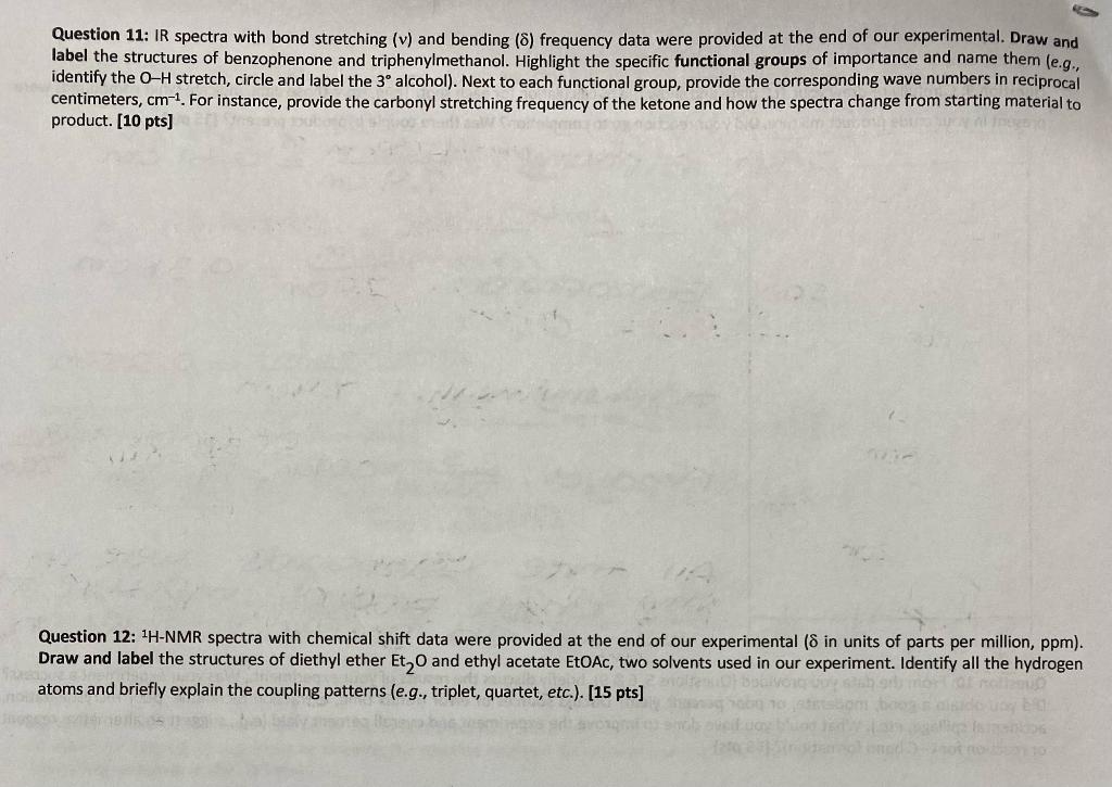 Question 11: IR spectra with bond stretching (v) and | Chegg.com