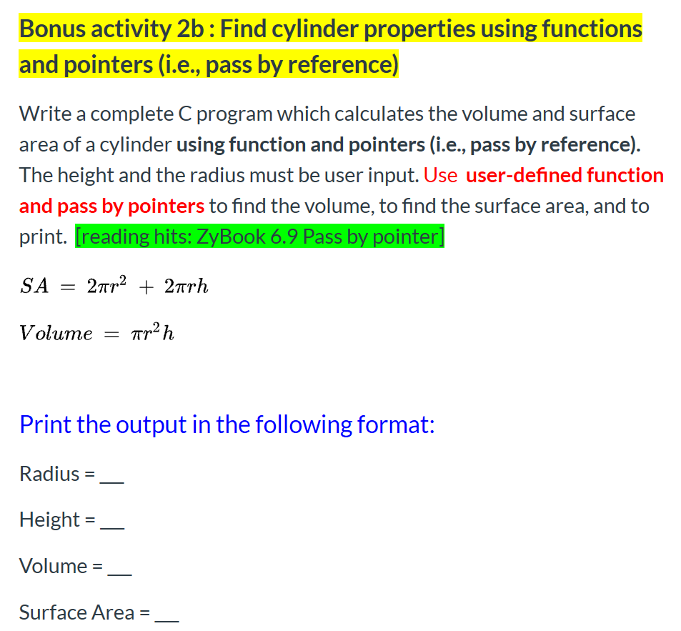 Solved Bonus activity 2b: Find cylinder properties using | Chegg.com