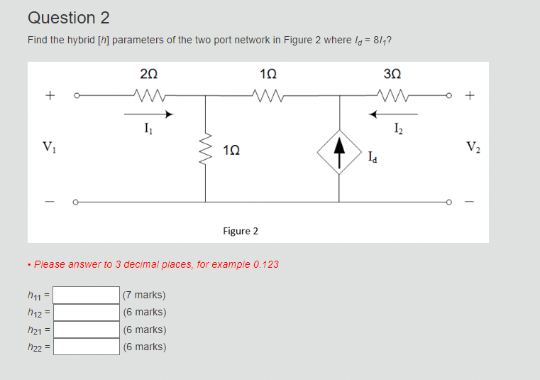 Solved Find the hybrid [h] parameters of the two port | Chegg.com
