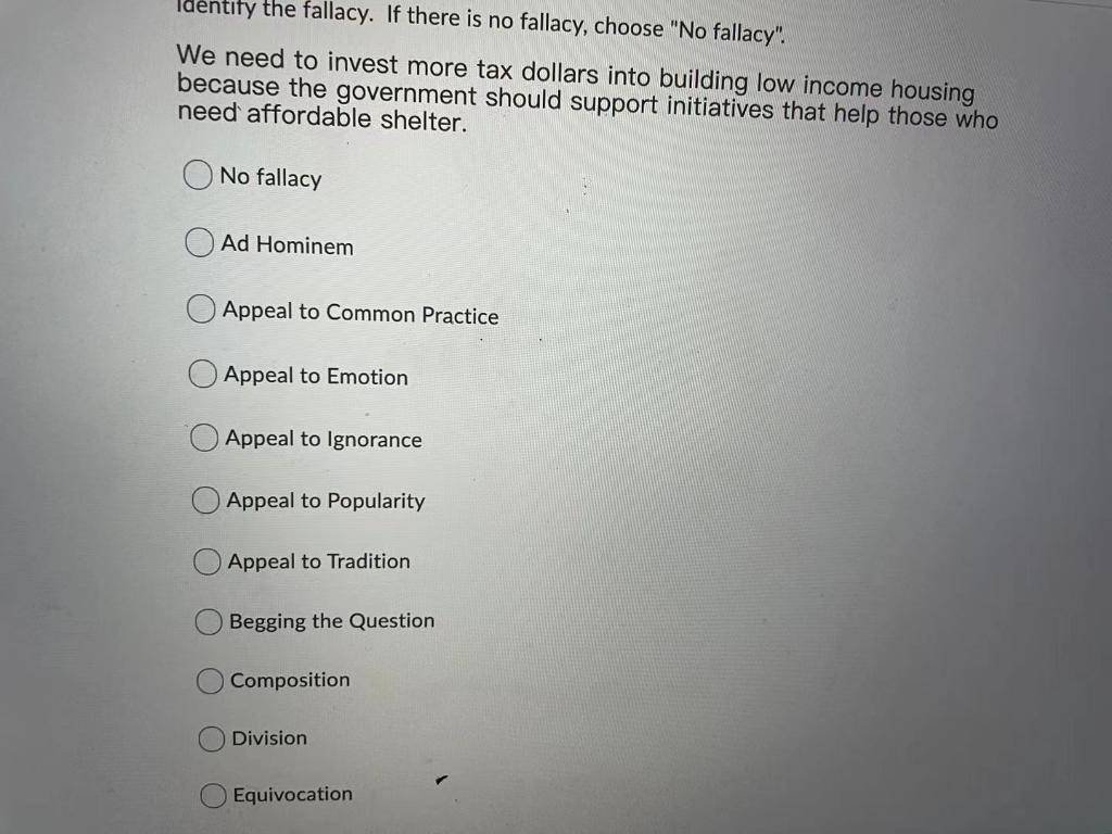 Solved Identity the fallacy. If there is no fallacy, choose | Chegg.com