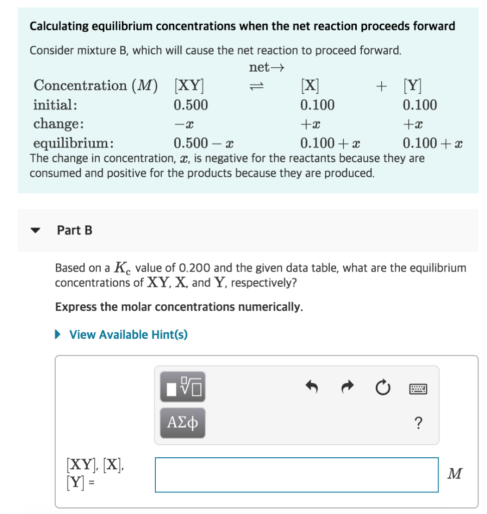Solved Calculating equilibrium concentrations when the net | Chegg.com