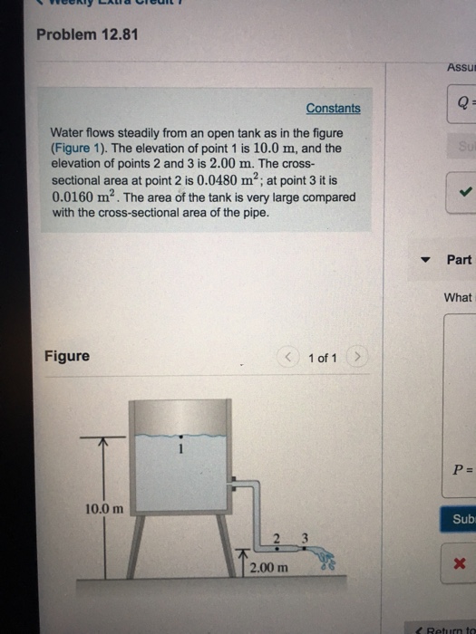 Solved Problem 12.81 AsSU Constants Water flows steadily | Chegg.com