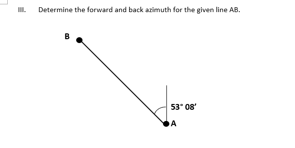 Solved III. Determine the forward and back azimuth for the | Chegg.com