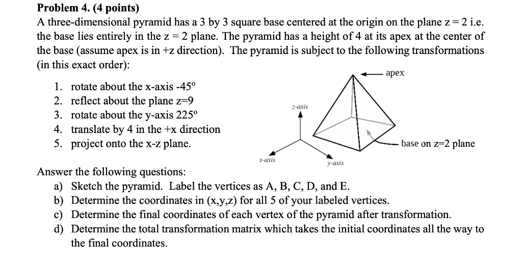 Solved Problem 4. (4 points) A three-dimensional pyramid has | Chegg.com