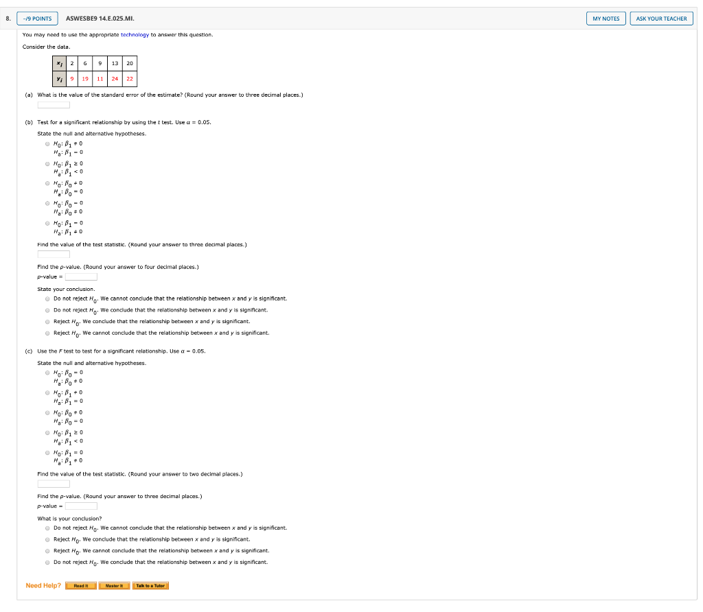 Solved -19 POINTS ASWESBE9 14.8.025.MI. MY NOTES ASK YOUR | Chegg.com