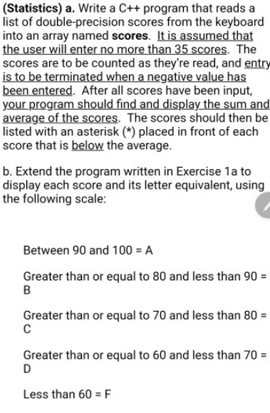 Solved (Statistics) a. Write a C++ program that reads a list | Chegg.com