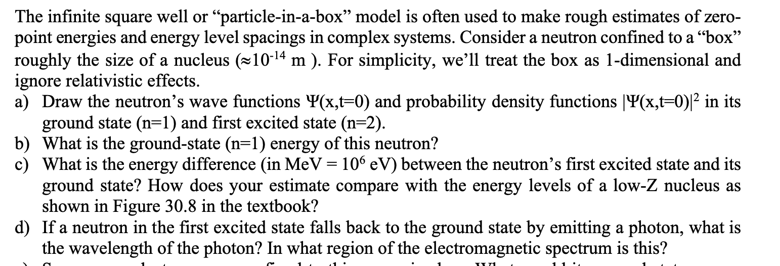 Solved The infinite square well or “particle-in-a-box” model | Chegg.com