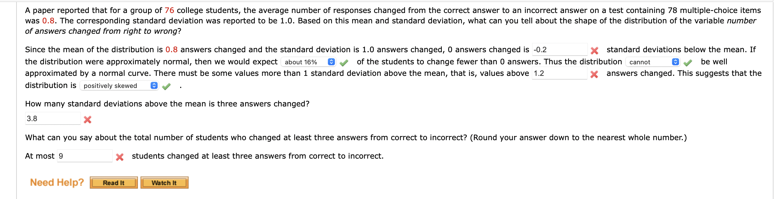 Solved of answers changed from right to wrong? distribution | Chegg.com