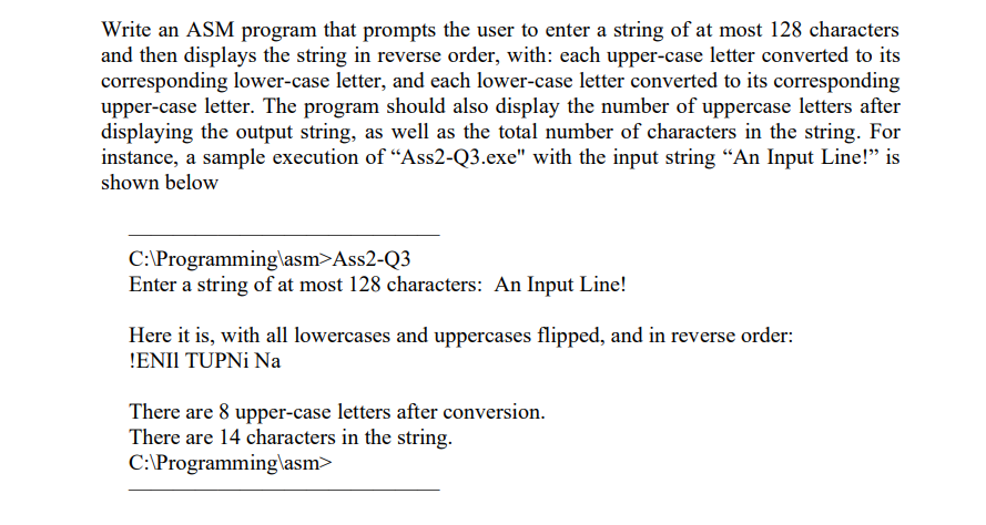 Write an ASM program that prompts the user to enter a | Chegg.com