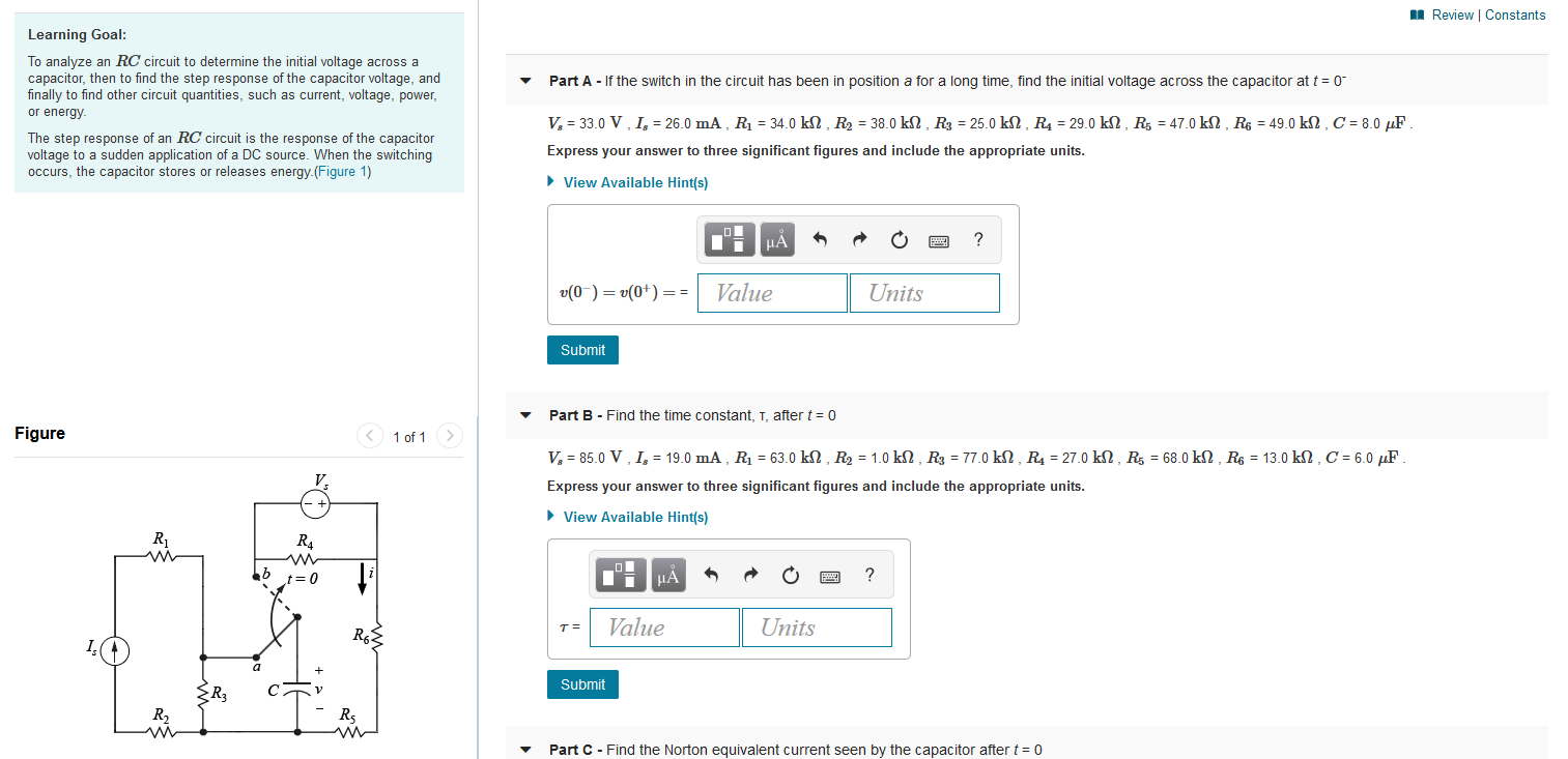 Solved Review Constants Part A - If the switch in the | Chegg.com