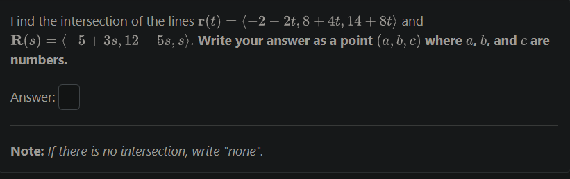 Solved Find the intersection of the lines | Chegg.com