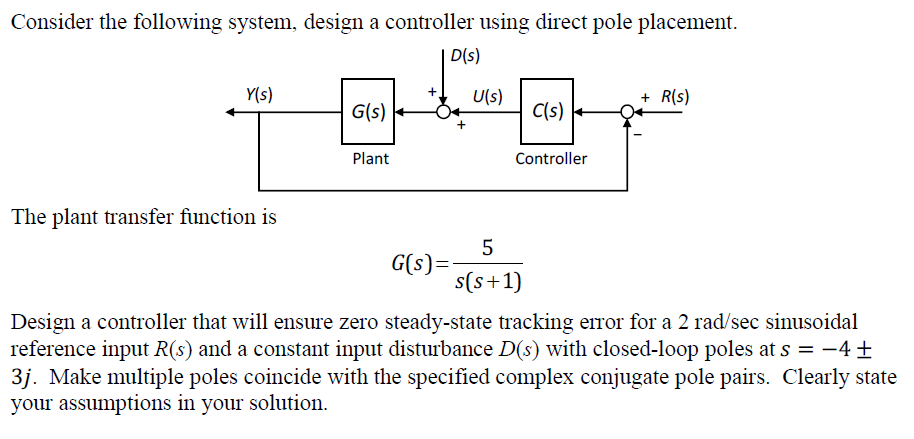 Solved Consider the following system, design a controller | Chegg.com