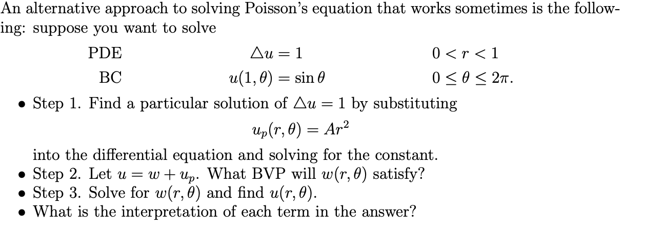Solved An alternative approach to solving Poisson's equation | Chegg.com