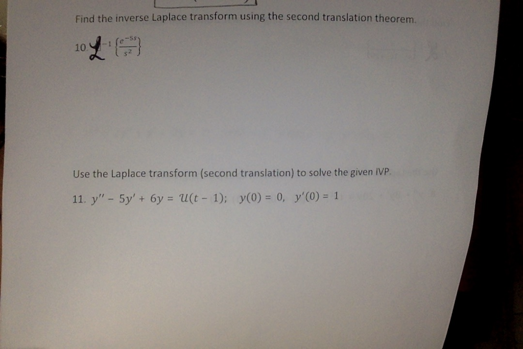 Solved Find the inverse Laplace transform using the second | Chegg.com