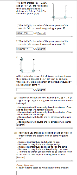 Solved Two point charges (q1- 3.9uC and q2- 8.1 C) are fixed | Chegg.com