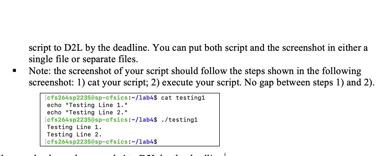 Solved script to D2L by the deadline. You can put both | Chegg.com