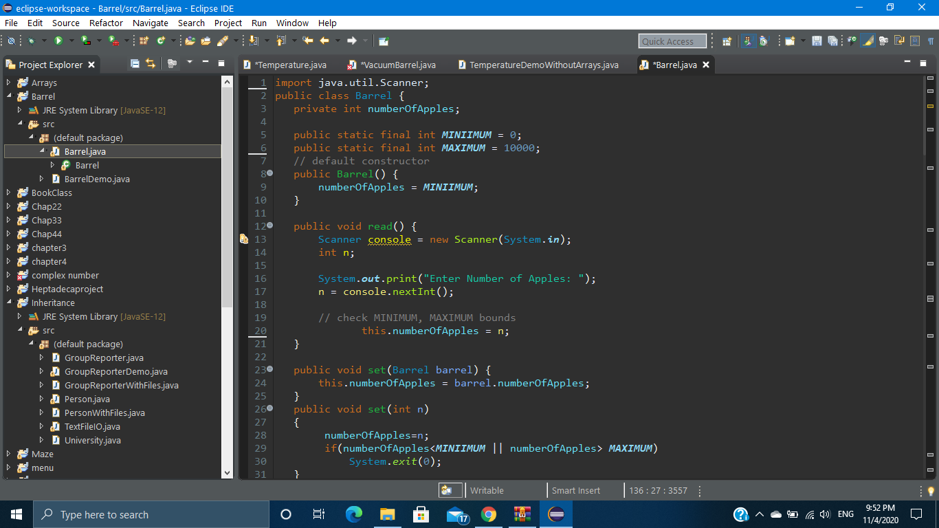 Solved Using your Barrel class and Temperature class create | Chegg.com