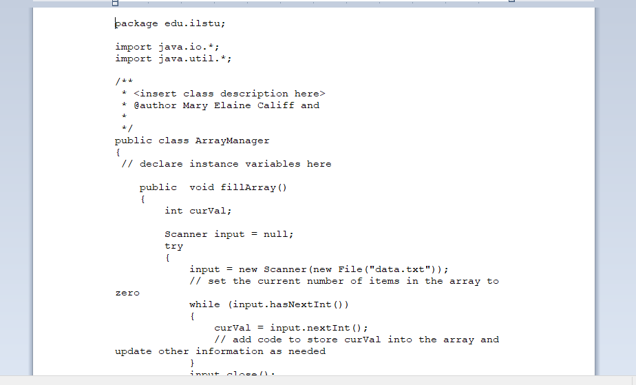 Part 1 Create a java class called MoreArrayFun.java | Chegg.com