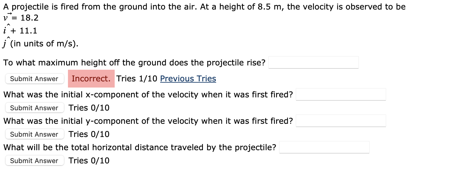 Solved A projectile is fired from the ground into the air. | Chegg.com