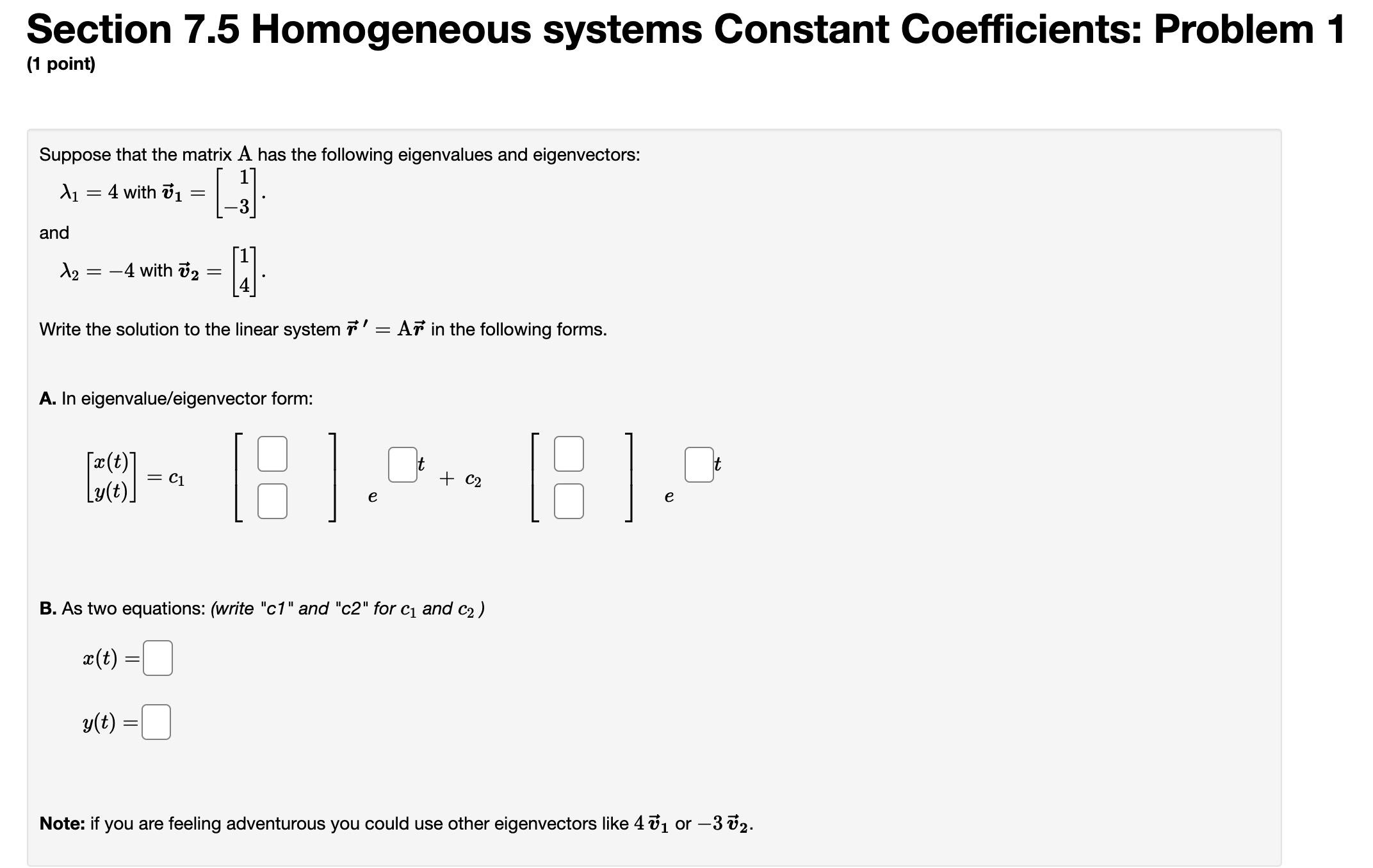 Solved Section 7.5 Homogeneous systems Constant | Chegg.com