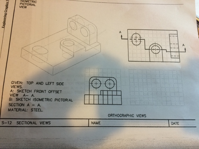 Solved Top and left side views. A: Sketch front offset | Chegg.com