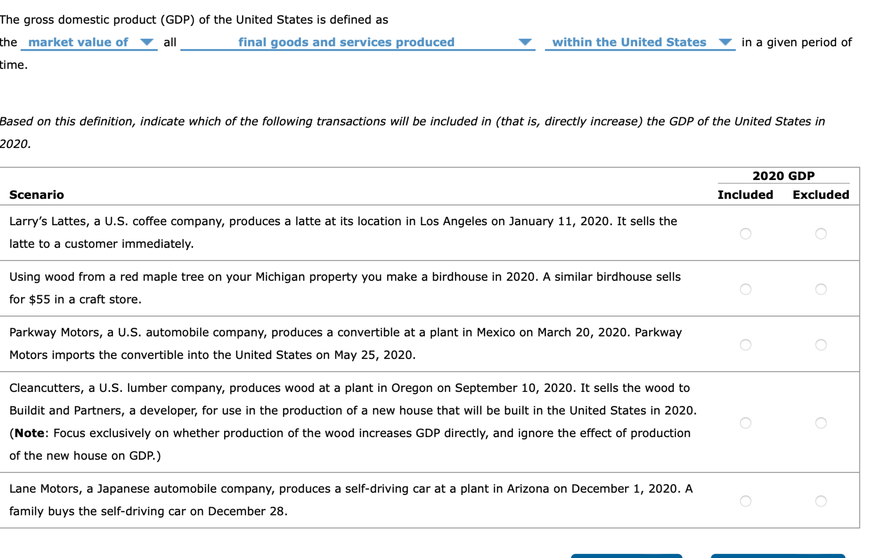 Solved The gross domestic product (GDP) ﻿of the United | Chegg.com