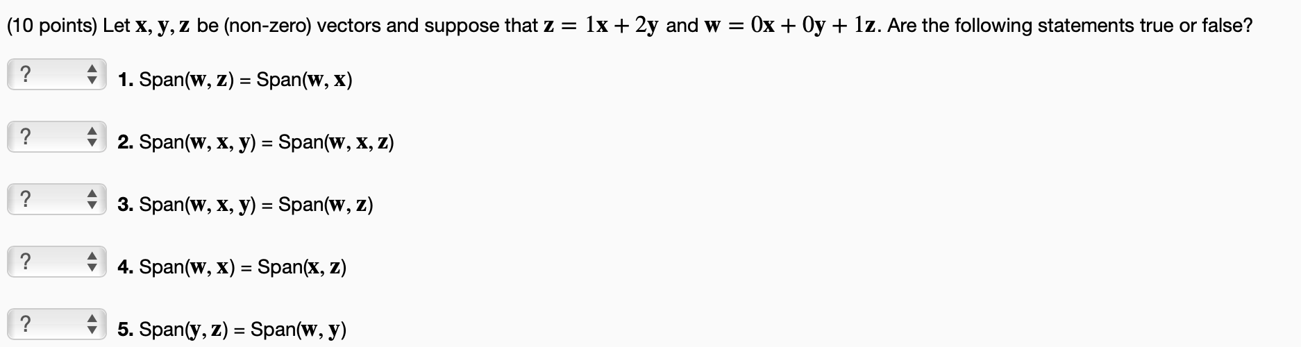 Solved (10 points) Let x,y,z be (non-zero) vectors and | Chegg.com