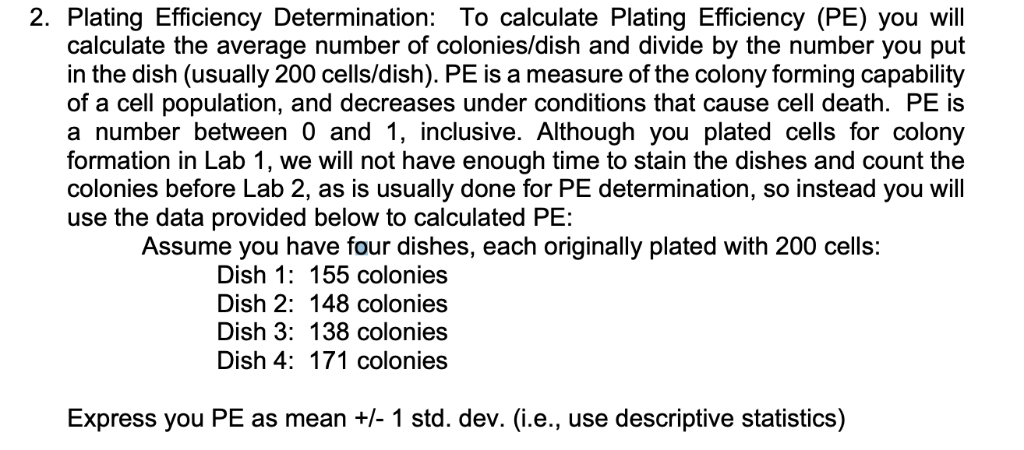 Solved 2. Plating Efficiency Determination: To calculate | Chegg.com
