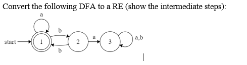 Solved Convert the following DFA to a RE (show the | Chegg.com