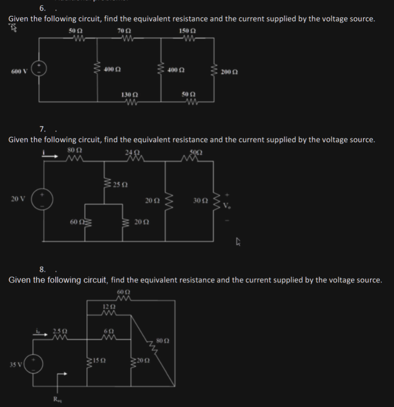 Solved 7. Given the following circuit, find the equivalent | Chegg.com