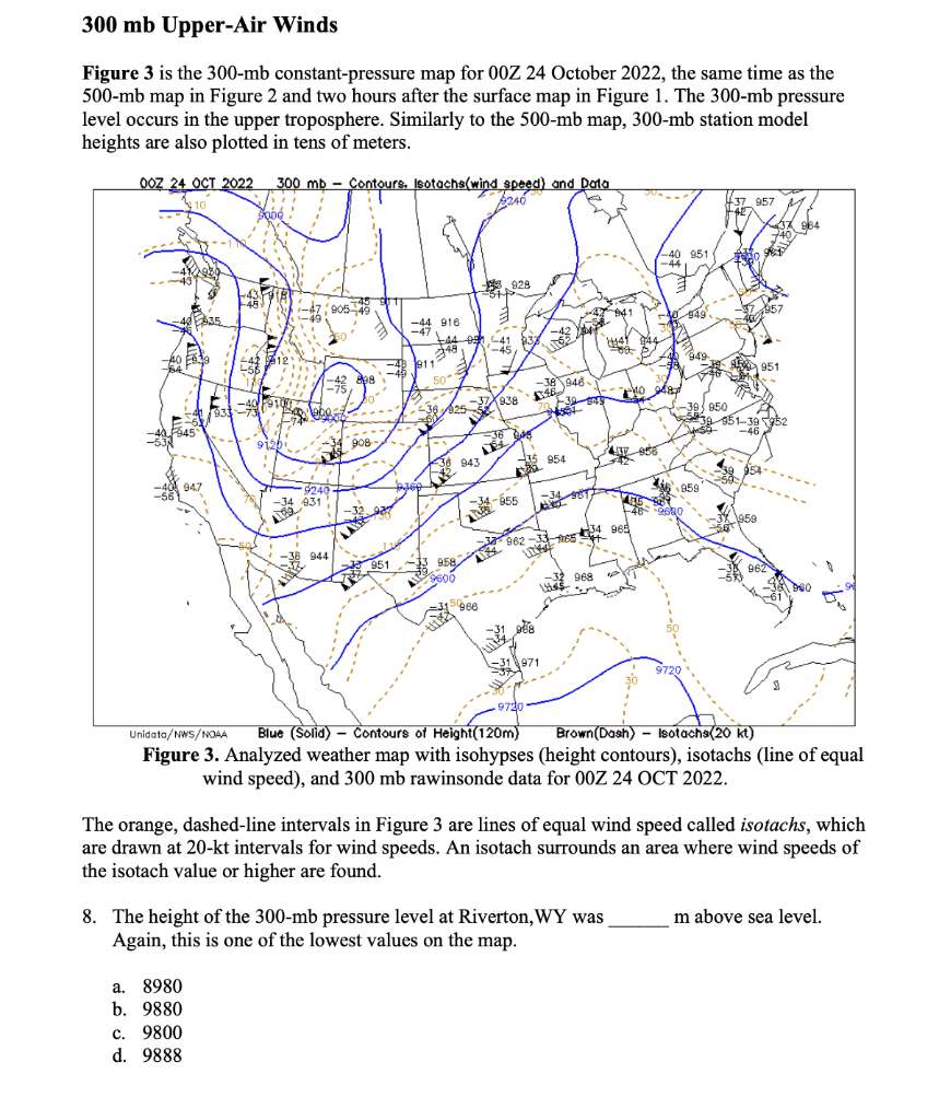 Solved 300mb Upper-Air Winds Figure 3 is the 300-mb | Chegg.com