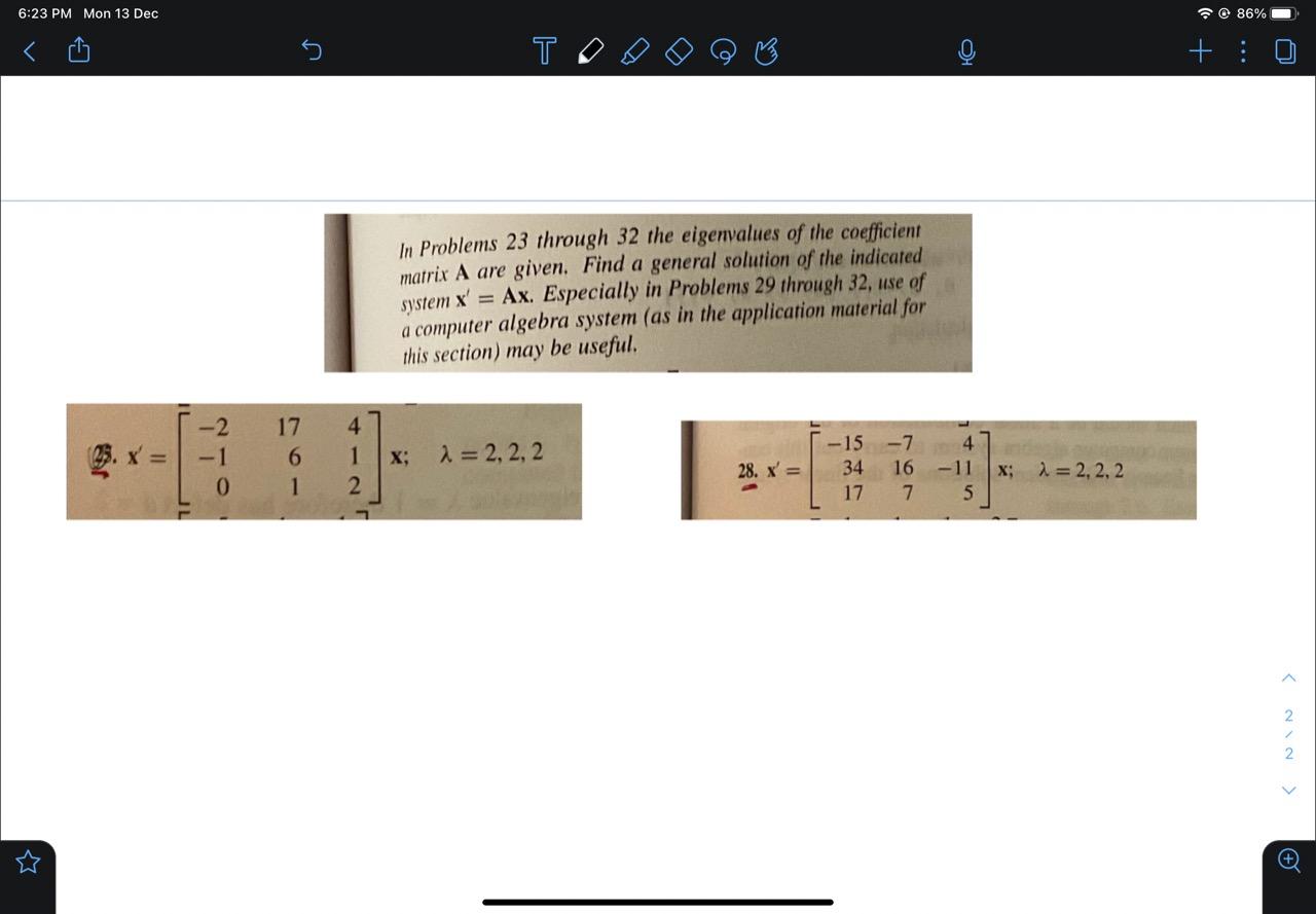 Solved 6:23 PM Mon 13 Dec 86% T + In Problems 23 through 32 | Chegg.com