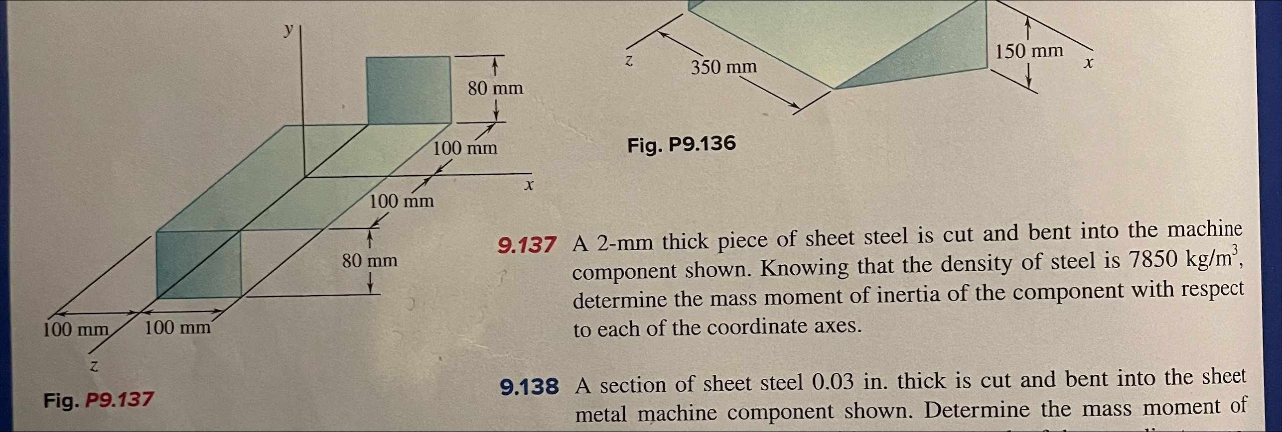 Solved 9.137: A 2-mm thick piece of sheet steel is cut and | Chegg.com