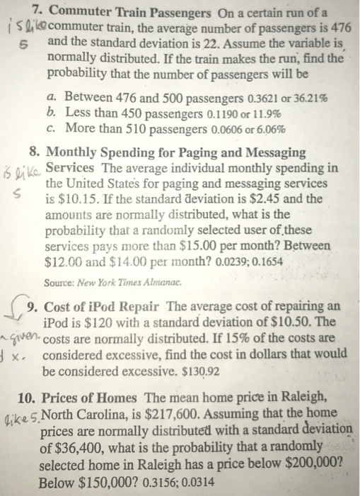 Solved 7. Commuter Train Passengers On a certain run of a i | Chegg.com