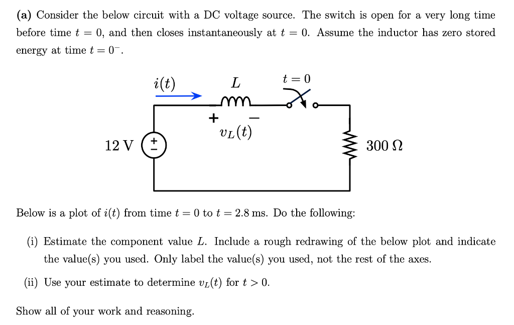 Solved (a) Consider the below circuit with a DC voltage | Chegg.com