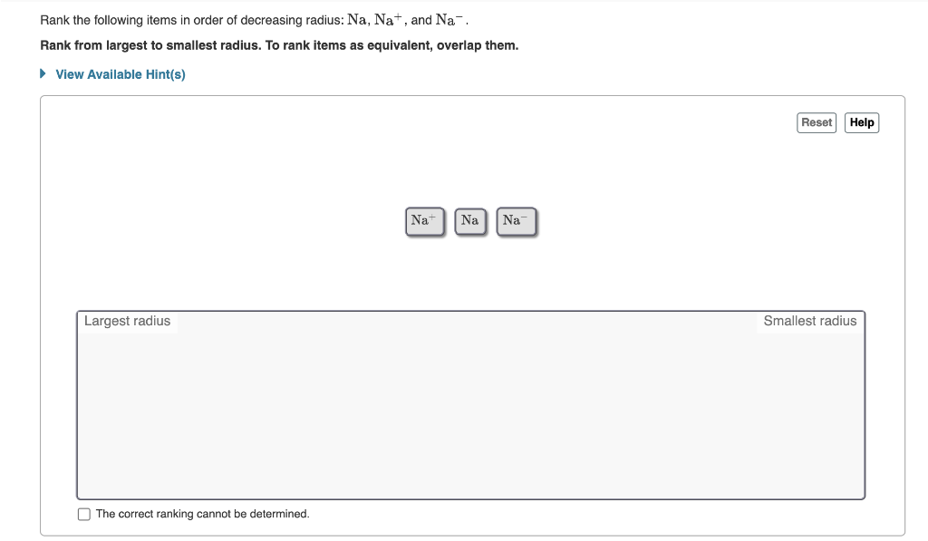 Solved Rank the following ions in order of decreasing | Chegg.com