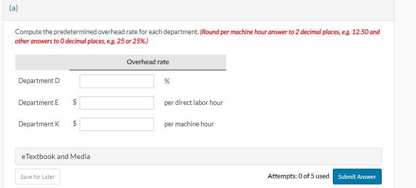 Solved Compute the predetermined overhead rate for each | Chegg.com